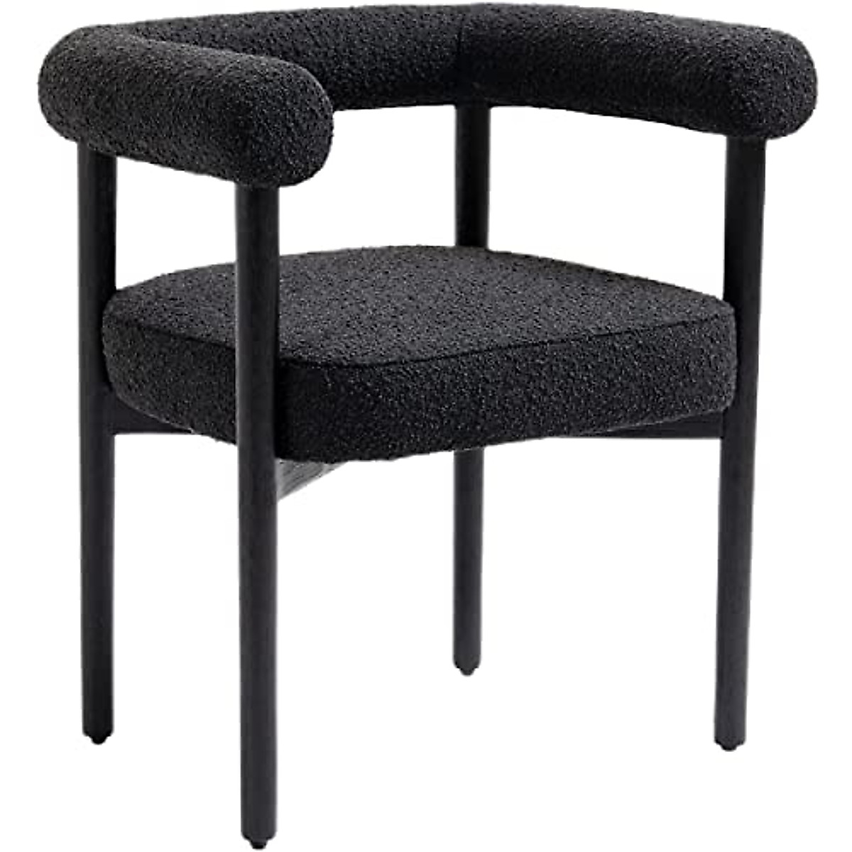 Meridian Furniture Hyatt Collection Mid-Century Modern Dining Chair, Solid Wood Finish, Rich Boucle Fabric, 26.5" W x 22" D x 28" H, Black