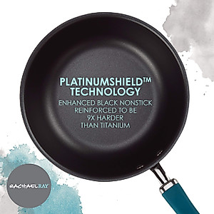 Rachael Ray Create Delicious Hard Anodized Nonstick Saute/All Purpose Pan with Lid, 3 Quart - Gray With Teal Handles