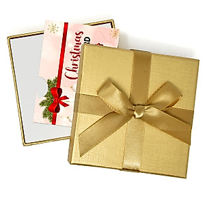 Gold Christmas Card Gift Box Holder with Bows Pack of 6 Holiday Gifts Greeting Cards Present Wrap Square Boxes Cash Money Holders Party Favor Decor for Wedding Xmas Party Supplies Decorations