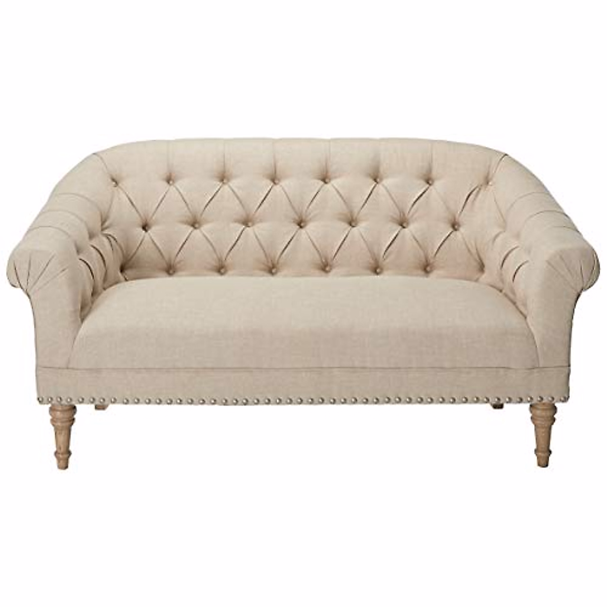 Coaster Furniture Loveseat Settee Natural Fabric Weathered Grey Chrome 902498