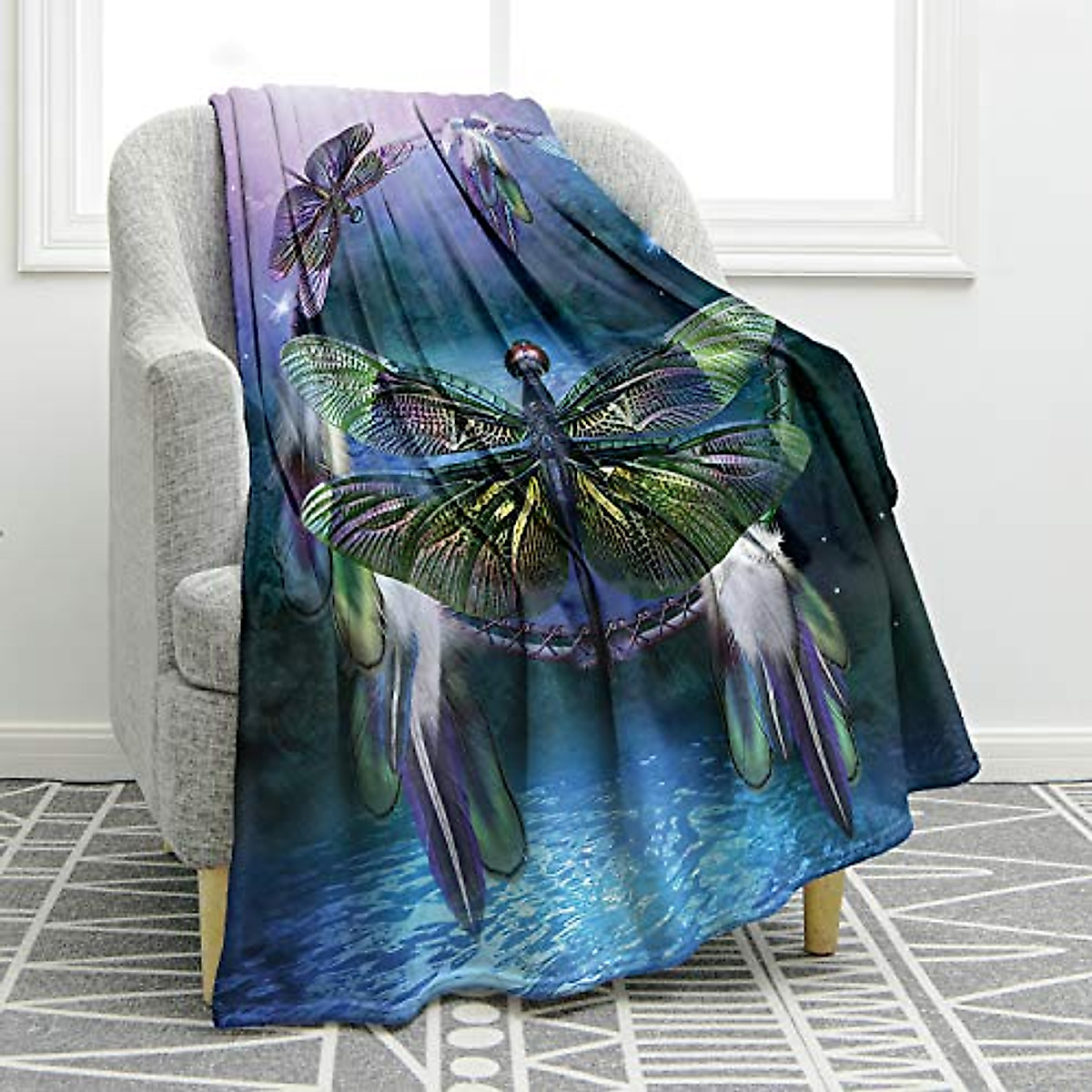 Jekeno Dreamcatcher Blanket Print Throw Blanket Lightweight Blanket Perfect for Couch Sofa Travelling 50"x60"