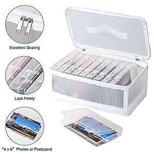 Gbivbe Photo Storage Bag 4x6, 10 Inner Large Photo Storage Box Photo Cases Store up to 1000 Photos, Photo Organizer Cards Craft Keeper with Handle for Photo Puzzles Cards Seed Packets (White)