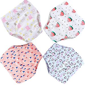 Tiger007 4 Pack Cotton Potty Training Pants for Boys Girls, Learning Designs Training Underwear Pants 12M-4T (12 Month, D)