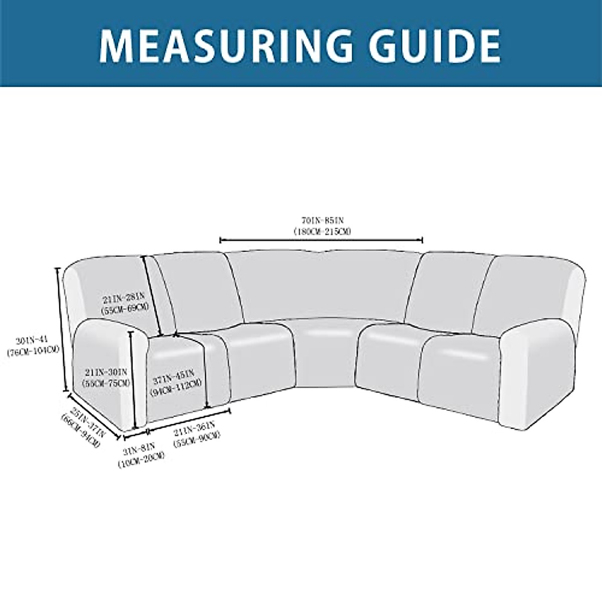 5-Seat Sectional Recliner Sofa Covers,4 Seater & 1 Corner Seat 5 Seater Stretch Recliner Couch Cover Slipcover for Reclining L Shape Recliner Corner Sofa,Soft,Washable Couch Covers,Navy Blue,Jacquard