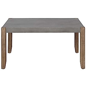 Alaterre Furniture Newport 36" L Faux Concrete and Wood Coffee Table