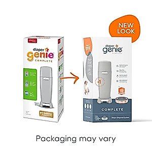Diaper Genie Complete Pail with Built-In Odor Controlling Antimicrobial, Includes Pail and 1 Refill, Gray Pail, 2 Piece Set (Pack of 1)