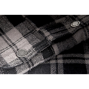 HIGHWAY 21 Marksman Flannel Shirt, Plaid, Button-Down Motorcycle Jacket for Men, Protective Woven Cotton Fabric