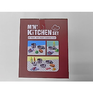 Shimirth 37PCS Pretend Play Kitchen Accessories, Kids Kitchen Playset Stainless Steel Play Pots and Pans Sets for Kids, Apron & Chef Hat, Cooking Utensils, Play Food, Kitchen Toys, Gift for Boys Girls