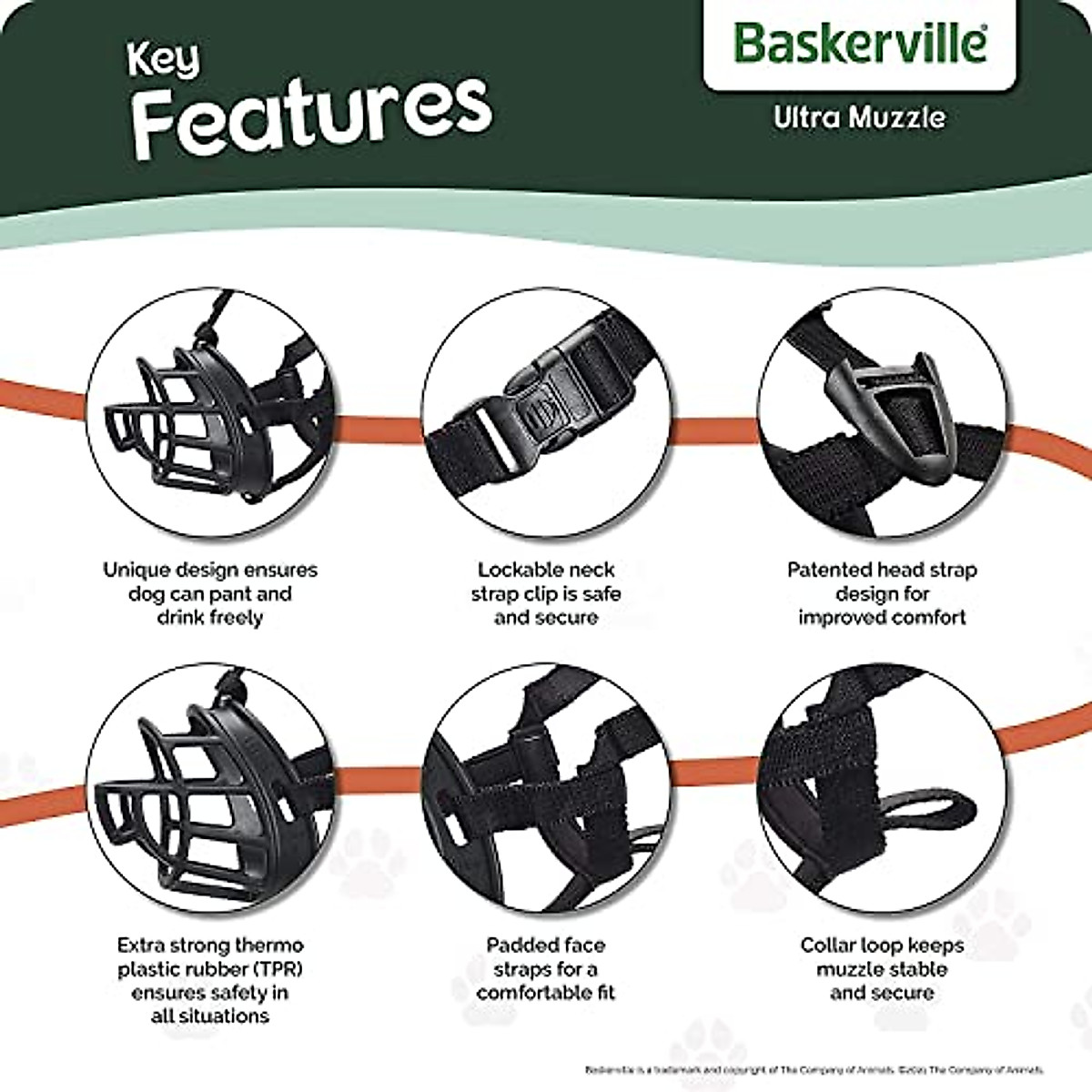 BASKERVILLE Ultra Dog Muzzle- Tan Size 4, Perfect for Medium Dogs, Prevents Chewing and Biting, Basket allows Panting and Drinking-Comfortable, Humane, Adjustable, Lightweight, Durable