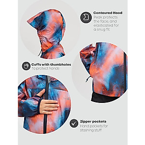 Therm Kids Raincoat, Waterproof Girls Boys Rain Jacket - Lightweight, Packable (LAVA, 8)