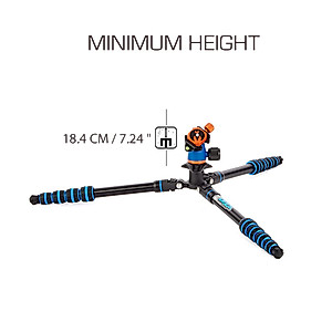 3 Legged Thing Punks Corey 2.0 Magnesium Alloy Ultra-Compact Travel Tripod - Adjustable, Multi-use Camera Tripod with Three Detachable Legs - Blue/Black (COREYBLUE2.0)