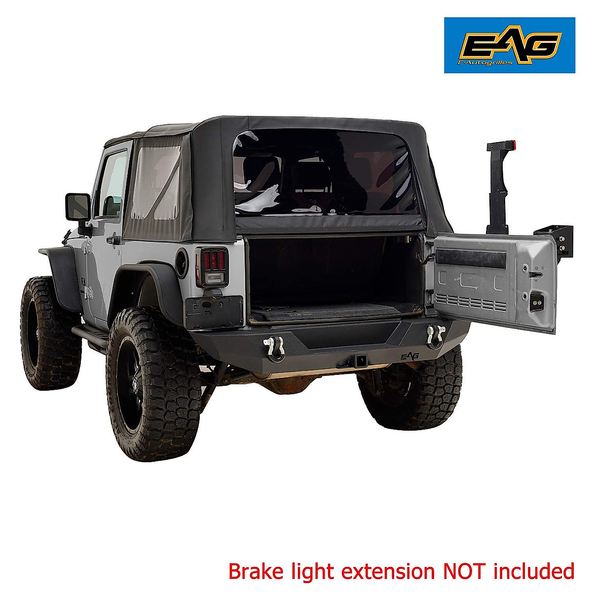 EAG Rear Bumper with Tire Carrier Linkage 2" Hitch Receiver Offroad Fit for 2007-2018 Wrangler JK