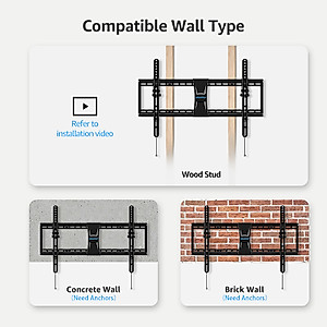MOUNTUP UL Listed TV Wall Mount, Tilting TV Mount Bracket for Most 37-75 Inch Flat Screen/Curved TV Low Profile Wall Mount Saving Space Max VESA 600x400mm Hold up to 99 lbs Fit 16" 18" 24" Stud MU0008