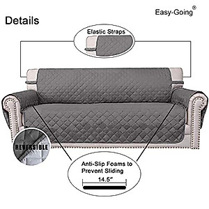 Easy-Going Reversible Oversized Couch Cover for 3 Cushion Couch Sofa Cover for Dogs Water Resistant Furniture Protector Cover with Foam Sticks for Pet (Oversized Sofa, Gray/Light Gray)