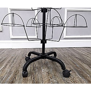 FixtureDisplays 6-Tier Hat Display Rack Free Standing Headwear Wig Rack Metal Floor Rack for Caps, Fits 30 Hats, 22" X 22" X 66" 18164-BLACK