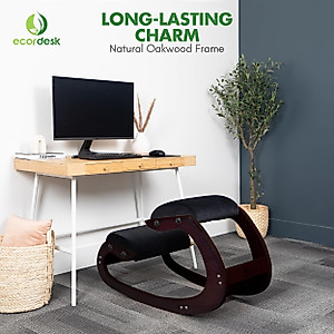Ecordesk Ergonomic Kneeling Chair - Natural Latex Foam - Posture Chair for Desk with Adjustable Seat & Knee Pad, Rocking Knee Chair for Upright Posture (Walnut)