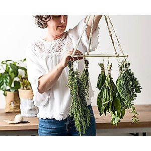 HIKITI Herb Drying Rack - Decorative Herb Drying Rack Hanging - Secured Herb Dryer Hooks - Handmade Macrame Boho Chic - Flower Drying - Herb Hanger - Hanging Drying Rack for Herbs