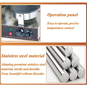 HQHAOTWU Ice Cream Cone Maker Electric Ice Cream Cone Waffle Maker Machine Nonstick Ice Cream Waffle Roll Maker Stainless Steel Egg Roll Maker Waffle Cone Machine Time Control Double Head 110V
