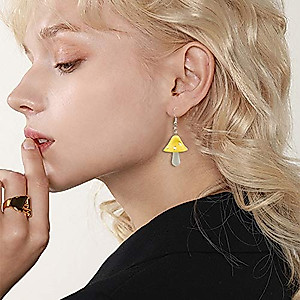 Just Follow Mushroom Shape Dangle Earrings Sweet Fresh Chic Charm Mushroom Drop Earrings for Women 3D Cute Funny Simulation Mushroom Food Earrings (Mushroom Shape Dangle Earrings 8 pairs)