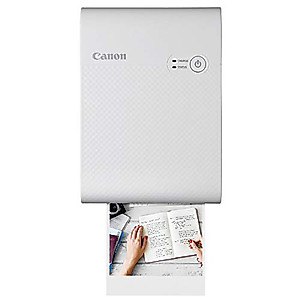 Canon SELPHY Square QX10 Compact Photo Printer, White - with Canon SELPHY Color Ink/Label Set XS-20L 20 Sheets