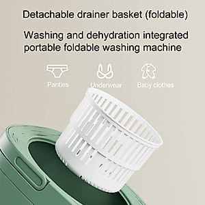 Portable Washing Machine, Folding Mini Washing Machine with Drain Basket, Fully-automatic Electric Foldable Tub Laundry Washer and Soft Spin Dry for Socks, Baby Clothes, Towels, Delicate Items (Color