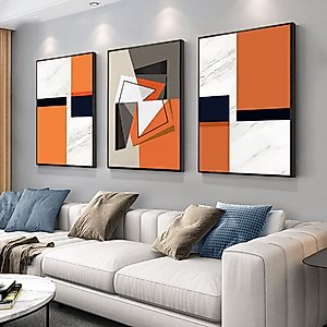 Wall Art, Framed Wall Art,Modern Abstract Canvas Wall Art 3 Piece Set Of Painted Prints, Boho Style For Living Room Bathroom Kitchen Office Wall Decor,Canvas Artwork (white, 16" X 24" X 3 pieces)