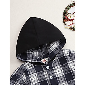 Axumity Toddler Boy Clothes Hoodie Sweatsuit Outfits Kids Flannel Plaid Shirt Top Colorblock Pants Set for Fall Winter Spring(3-4t)