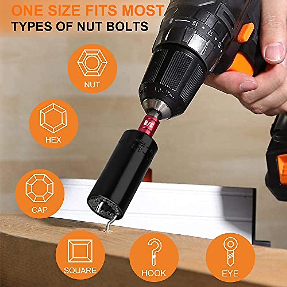 KIWOEN Universal Socket Tools Gifts for Men, Socket Set Grip (7-19mm) Multi-Function Power Drill Adapter,Christmas Gifts Cool Stuff Gadgets for Dad/Father,Boyfriend,Husband,DIY Handyman,Him,Wome