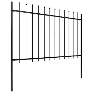 Garden Fence with Spear Top,Decorative Garden Fence,Security Palisade Fence,Practical Barrier Wall,Landscape Boundary Fence,Fencing for Yard,Steel 200.8"x47.2" Black