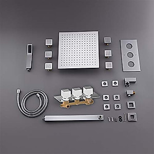 Bath Select Velar Brass Bathroom Shower Set N45 - BATHROOM-TAPN45 With Rain Shower Head, Hand Shower, Mixer, Diverter & 6 Body Jets Classic Style Wall Mount Shower Set - 10 Inch