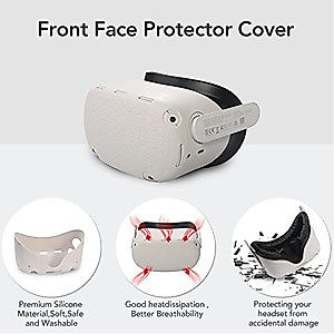 Controller Grips Cover for Oculus Quest 2, VR Facial Vent Interface Bracket,2pcs PU Leather Foam Cushion, Lens Protector, Anti-Leakage Nose Pad,VR Shell Cover VR Accessories for Oculus Quest 2
