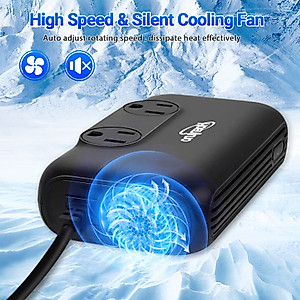 Hoenjuno 200W Car Power Inverter DC 12V to 110V AC Loptop Car Charger, 3 USB Ports Car Adapter Outlet Plug with 1 Type C Ports Black