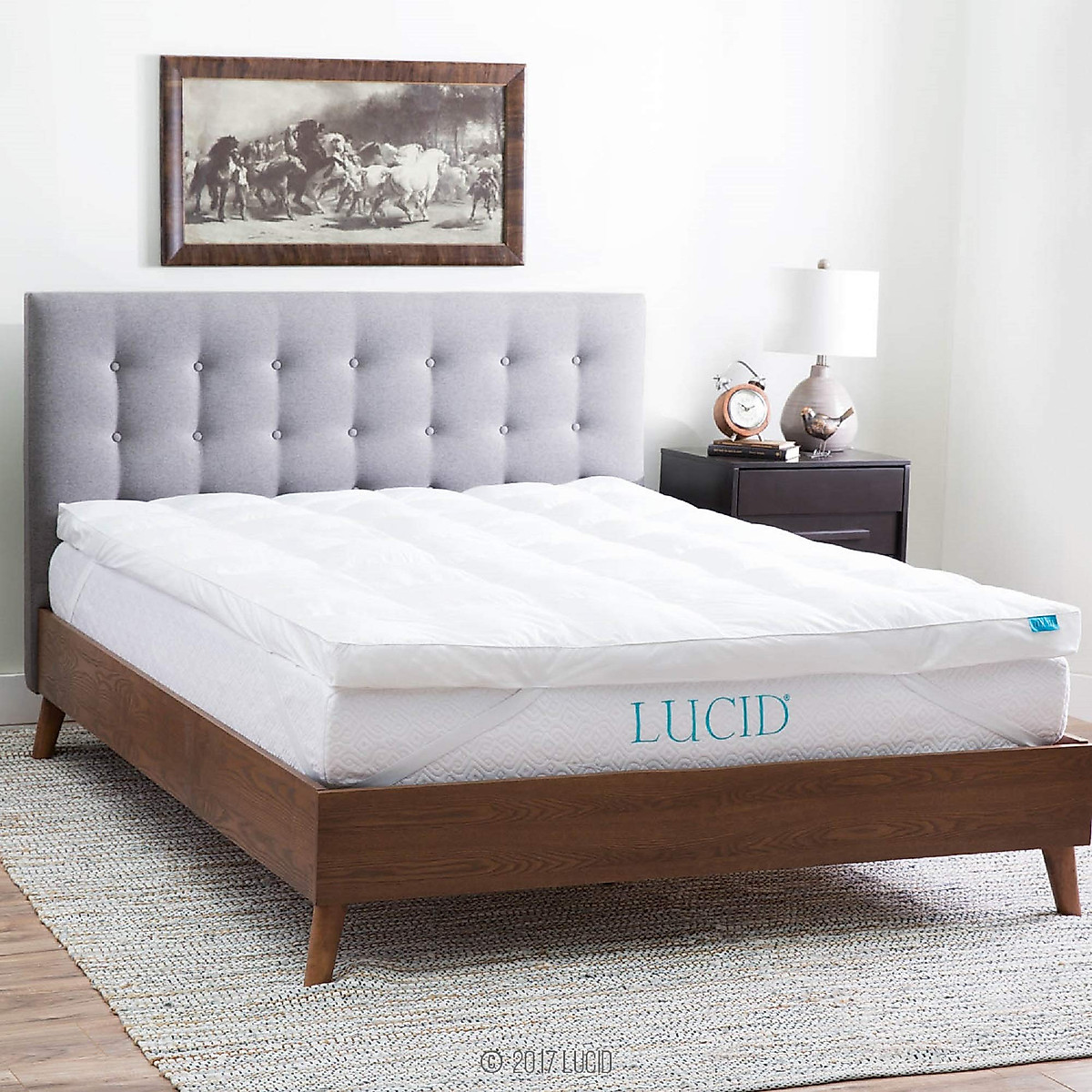LUCID Mattress Topper, Twin XL, 3 Inch, Ultra Plush Down Alternative Fiber - Soft and Breathable Cotton Topper