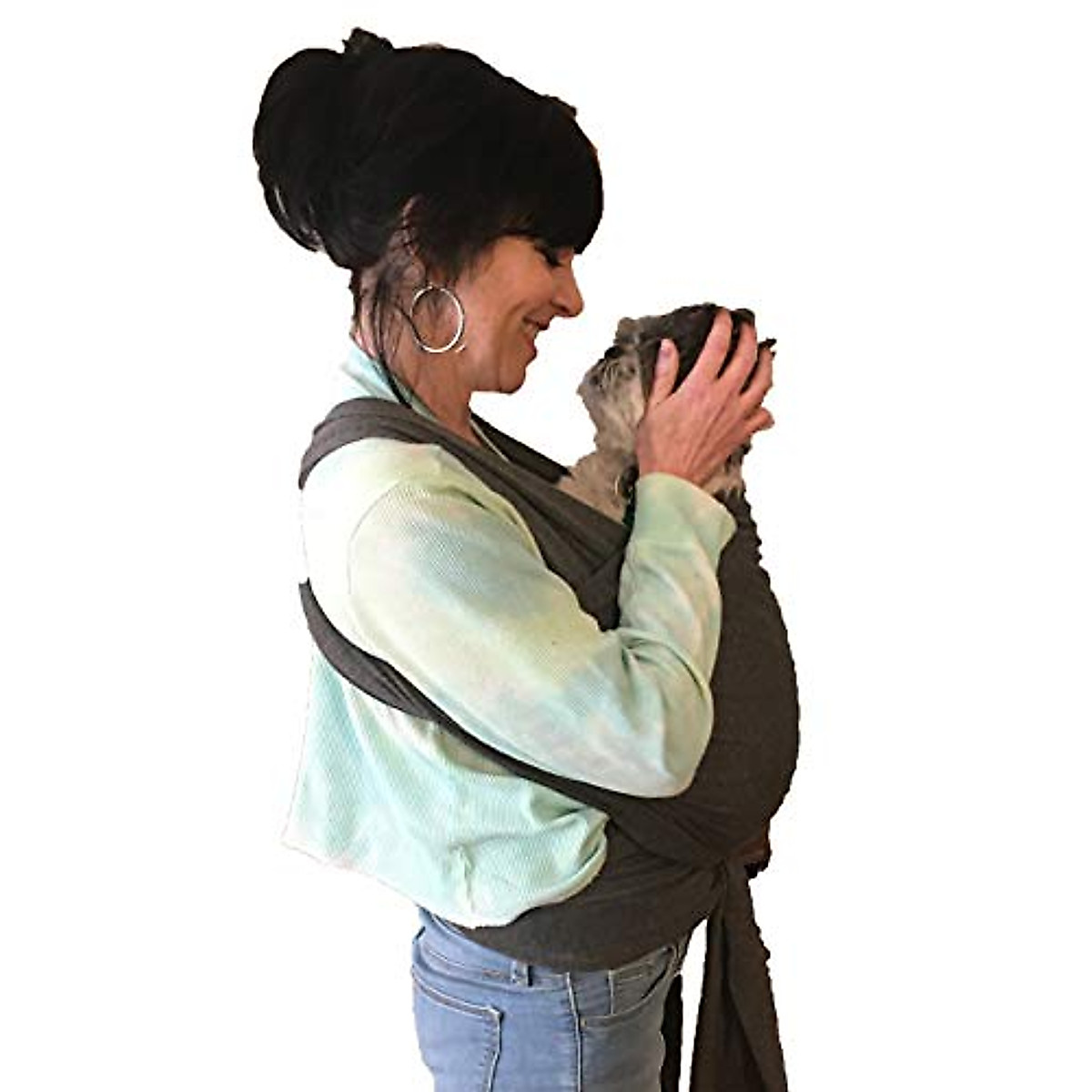 Puppy Pouch Pet Carrier Sling | Front | Adjustable Hands Free Front Facing Dog Pouch | Relieves Your Pet's Anxiety and Stress (Dark Grey)