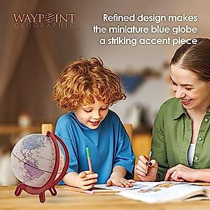 Waypoint Geographic Giacomino Globe, 6” Diameter World Globe Featuring the Earth Continents, Up-to-Date Mini Globe for Kids, Learning Tool for Home and Classroom, Antique