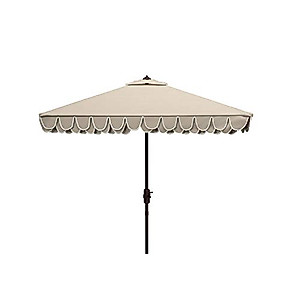 Safavieh PAT8406C Outdoor Elegant Valance Beige and White 7'6" Square UV Protected Umbrella
