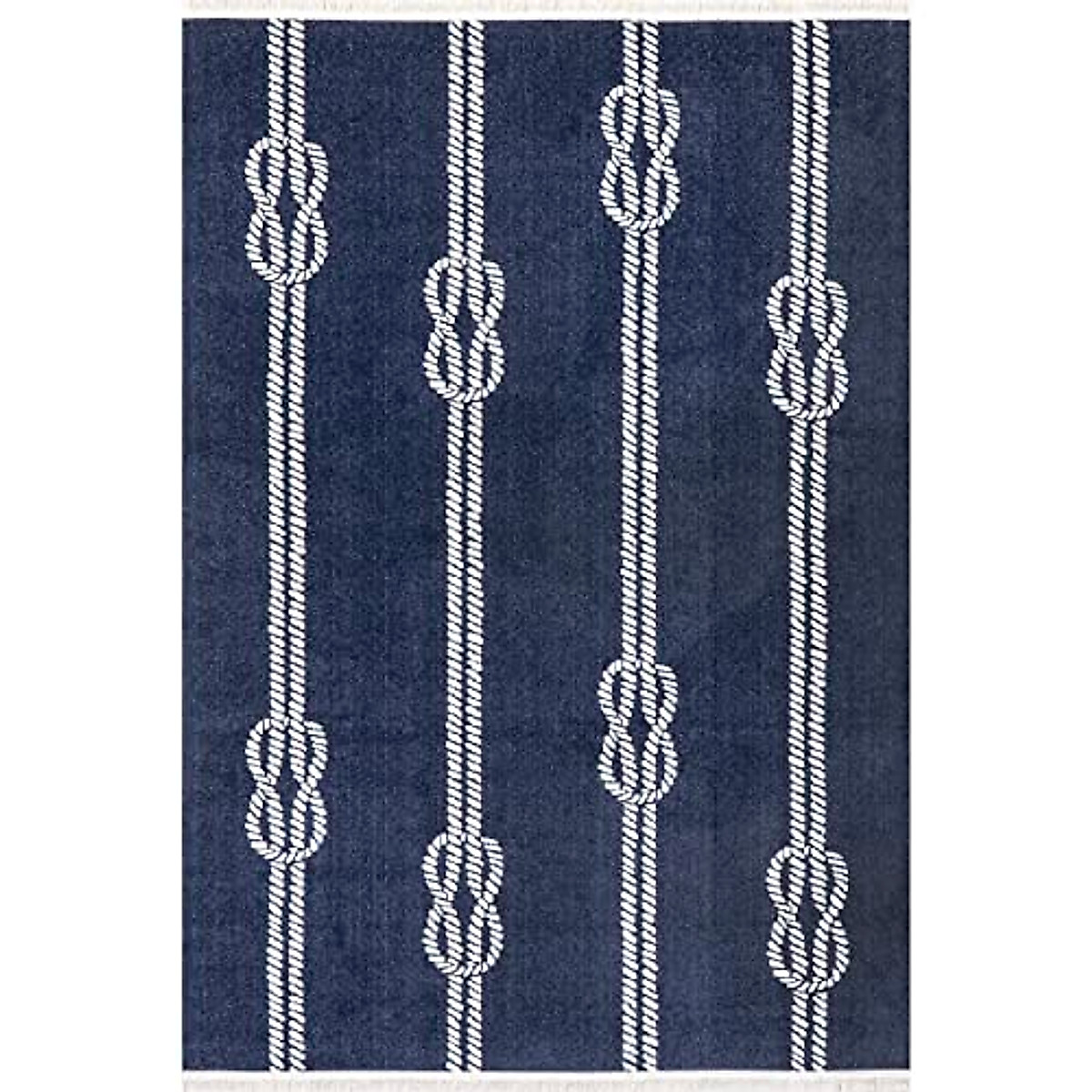nuLOOM Ida Coastal Ropes Indoor/Outdoor Fringe Area Rug, 8' x 10', Blue