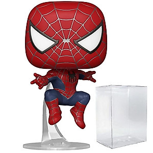 POP Marvel: Spider-Man: No Way Home - Friendly Neighborhood Spider-Man Funko Vinyl Figure (Bundled with Compatible Box Protector Case), Multicolor, 3.75 inches