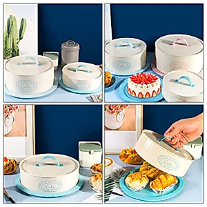 Metal Cake Carrier Cake Server with Lid Cake Cover Cake storage Tin Sweet Stuff Cake Holder Cream Dessert Carrier for Kitchen Countertop Cake Storage Container with Handle