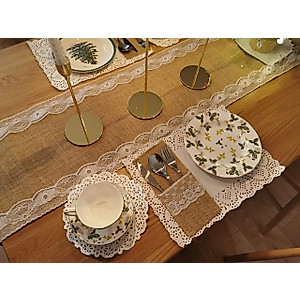 Lucky Monet 25/50/100PCS 4 x 8Inch Natural Burlap Lace Silverware Bag Utensil Holder Cutlery Pouch Hessian Knife Fork Tableware Bags for Wedding Party Restaurant Decoration (100PCS)