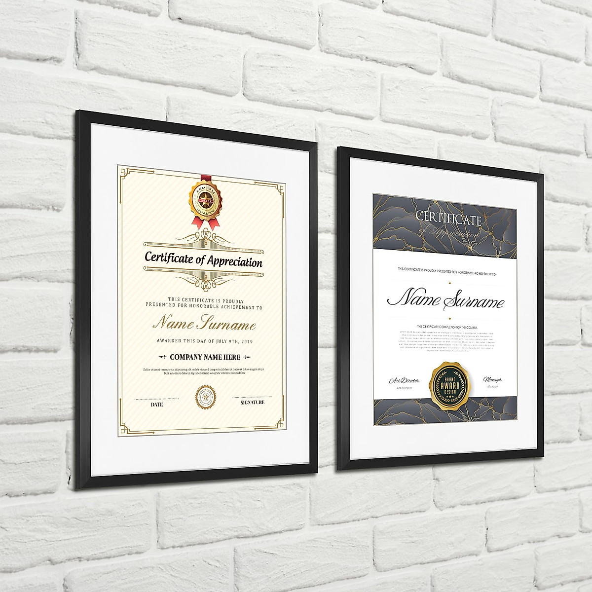 Giftgarden 10Pack 8.5x11 Picture Frame with Mat, 11x14 Matted to 8.5 x 11 Certificate Diploma Award Document Degree, Multi 14x11 Black Frames for Wall or Tabletop Display