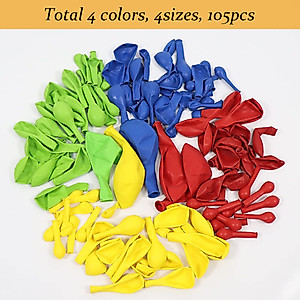 Red Yellow Blue Green Balloons Garland Arch Kit 4sizes, 112pcs Rainbow Supplies for Kids and Boys' Baby ShowerTheme Birthday Decorations