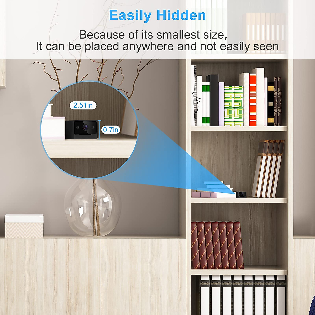 Spy Camera Hidden Camera, 4K Mini Spy Camera, Portable Wireless WiFi Nanny Cam with Night Vision and Motion Detection, Hidden Home Security Surveillance Camera with Loop Recording for Home and Office