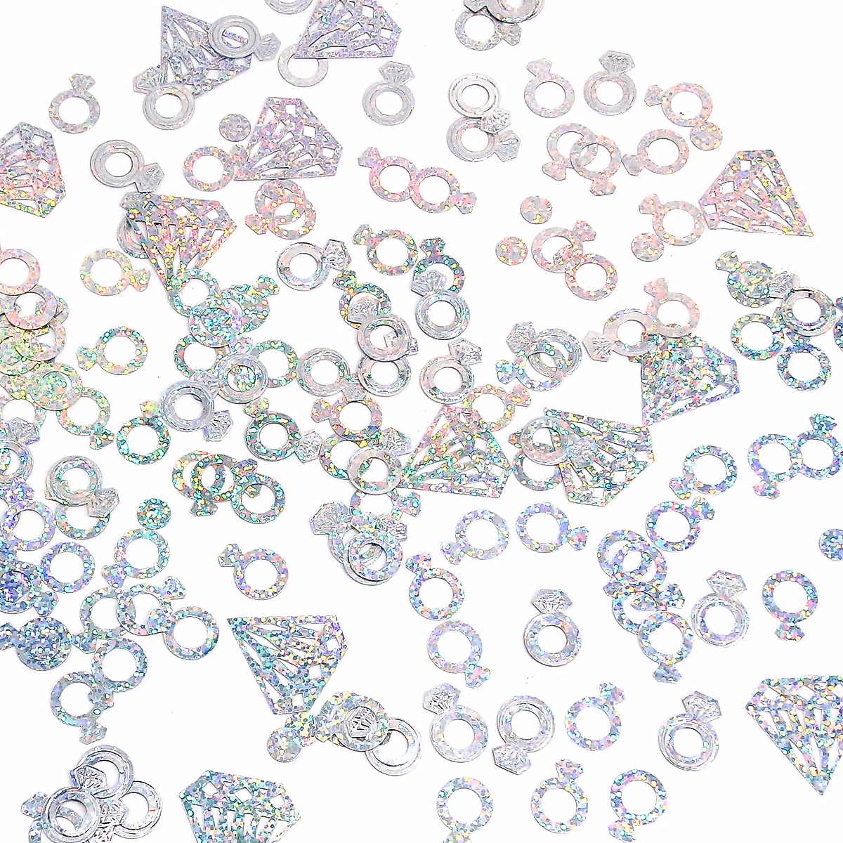 WenmthG 800 PCS Diamond Ring Confetti Bridal Shower Confetti Decorations 60 g / 2.11 oz Silver Bachelorette Party Table Ring Confetti Glitter for Engagement Bridal Shower Valentine Wedding Decoration