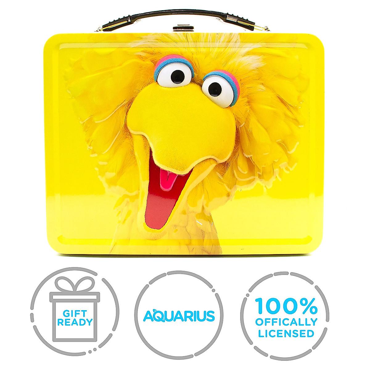 AQUARIUS Sesame Street Big Bird Fun Box - Sturdy Tin Storage Box with Plastic Handle & Embossed Front Cover - Officially Licensed Sesame Street Merchandise & Collectible