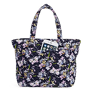 Vera Bradley Women's Cotton Multi-Strap Shoulder Satchel Purse, Bloom Boom Navy - Recycled Cotton, One Size