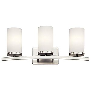 Kichler Crosby 23" 3 Light Vanity Light Satin Etched Cased Opal Brushed Nickel ,White