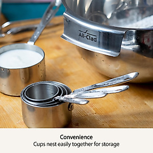 All-Clad Kitchen Accessories Stainless Steel Measuring Cup Set 5 Piece Cookware, Pots and Pans, Dishwasher Safe Silver