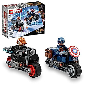 LEGO Marvel Black Widow & Captain America Motorcycles 76260 Buildable Marvel Toy for Kids Ages 6-8, Marvel Playset Based on the Avengers Age of Ultron Movie with a Captain America Bike & 2 Minifigures
