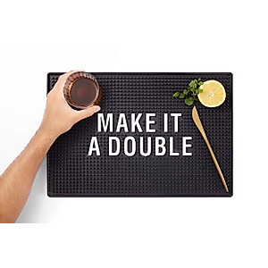 Bar Mat for Home Bar Decorations - Man Cave Basement Presents Decor Idea Dad Son Husband Father’s Day - Housewarming - College - New Home - Rubber Bar Service Spill Mat (12 x 18 inches)